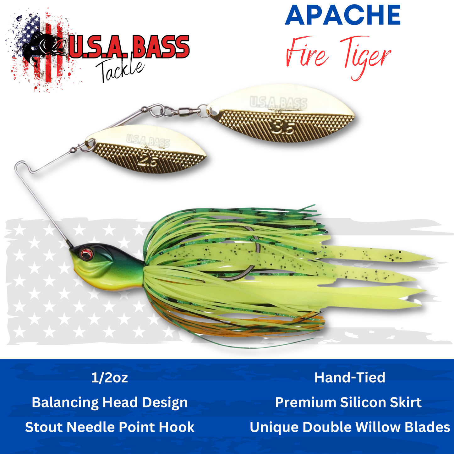 Apache Attack Spinnerbait - Fire Tiger – U.S.A. Bass Tackle